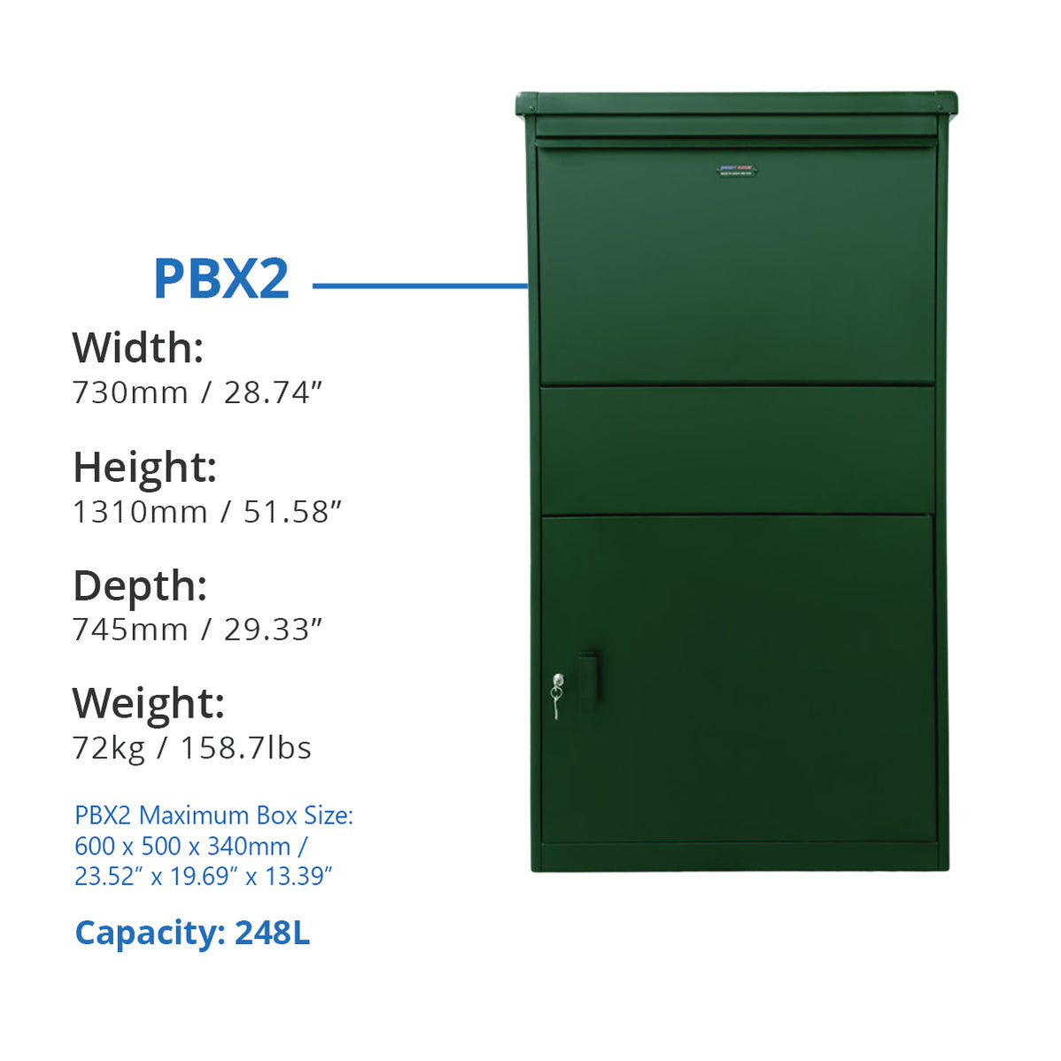 PBX2GR - Large Parcel Box (Green) | Penn Parcel Box